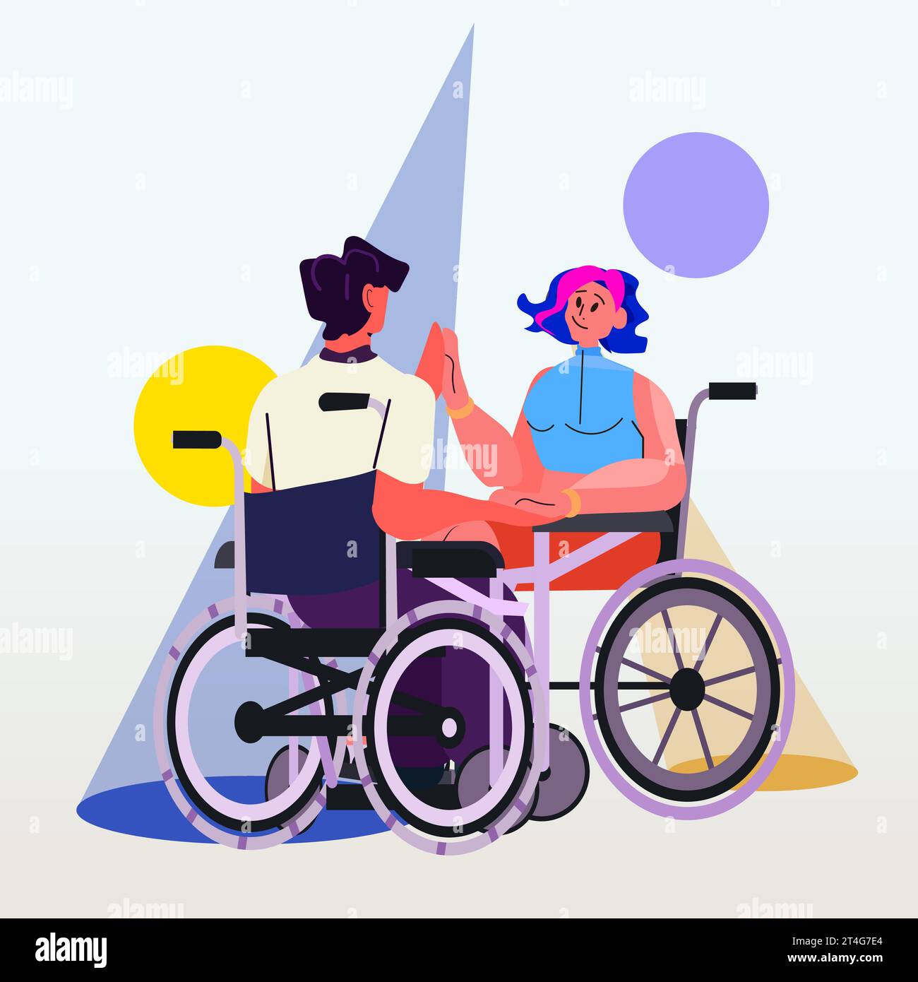 disabled man woman couple in wheelchairs dancing society and community ...