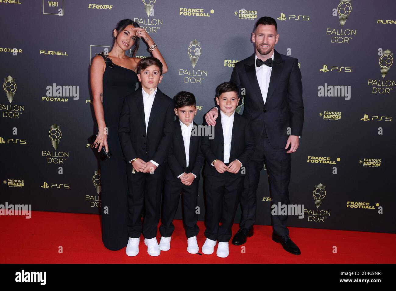 Paris, France. 30th October, 2023. Antonela Roccuzzo and Lionel Messi ...