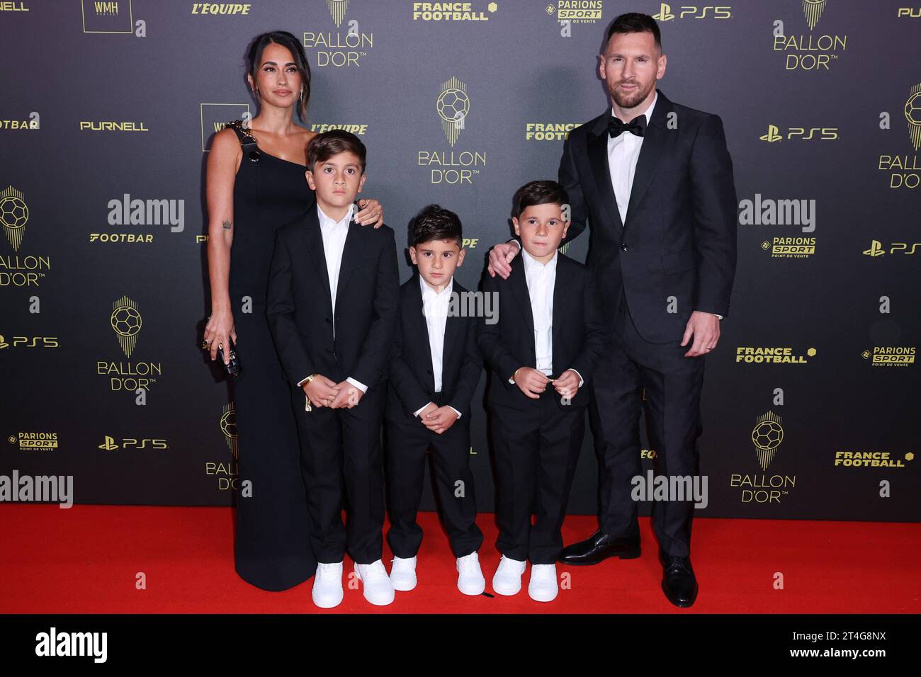 Paris, France. 30th October, 2023. Antonela Roccuzzo and Lionel Messi ...