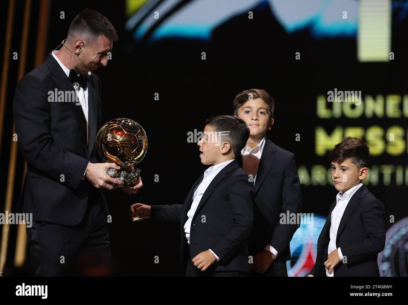 Paris, France. 30th Oct, 2023. Argentine forward Lionel Messi (1st L ...