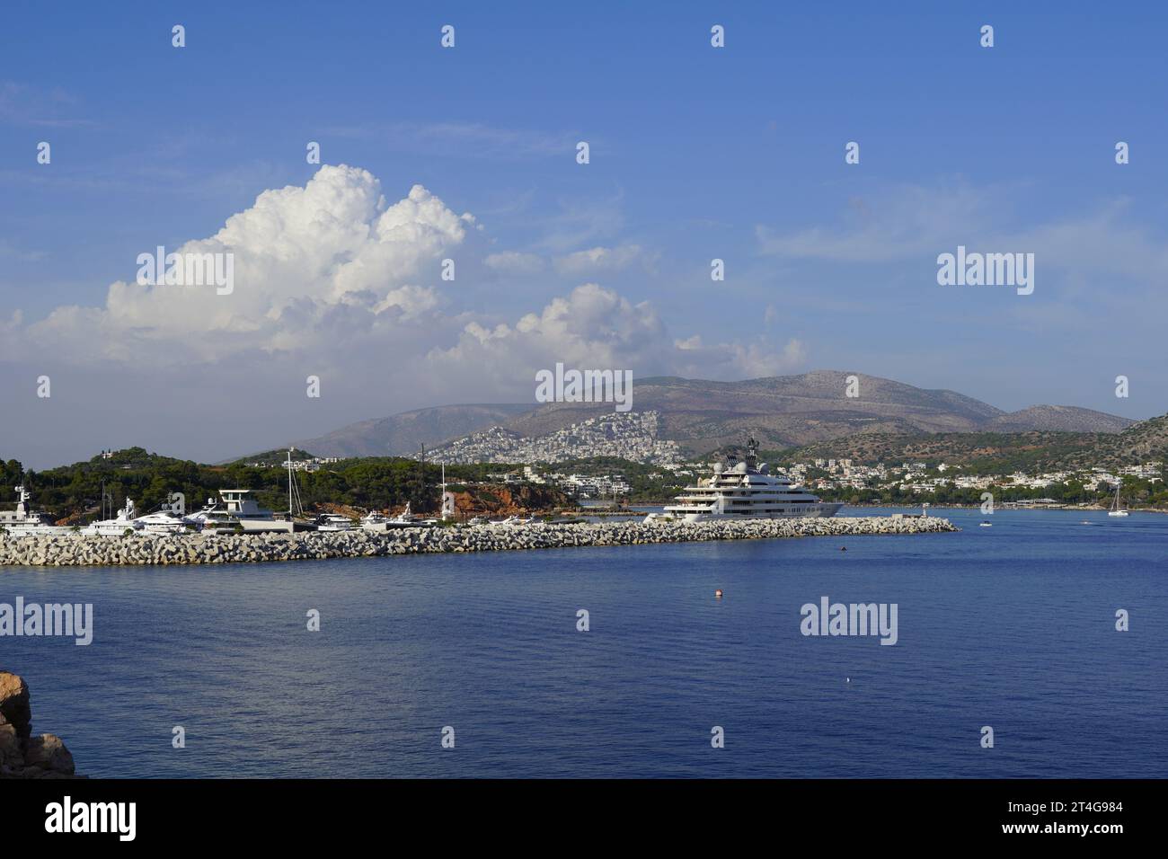 View of the city, bay and marina, of Vouliagmeni, Athens, Greece Stock ...