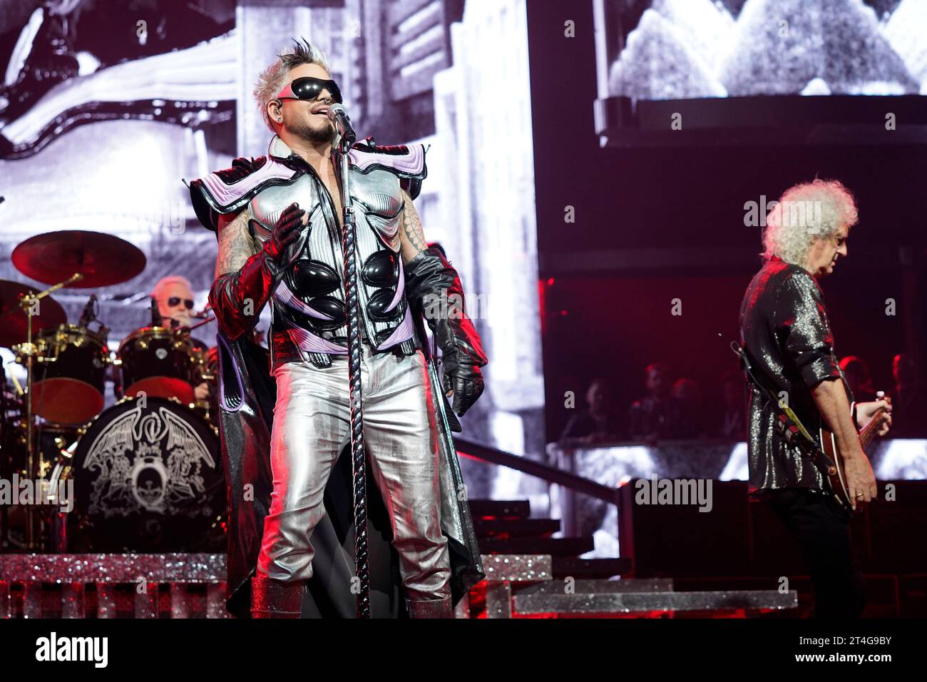 Adam Lambert of Queen performs during the "Rhapsody" tour on Monday ...