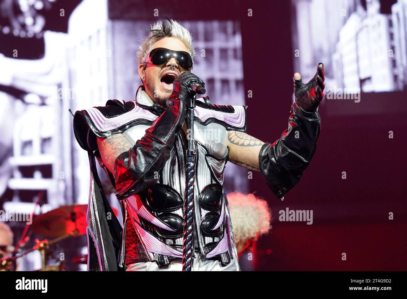Adam Lambert of Queen performs during the "Rhapsody" tour on Monday ...