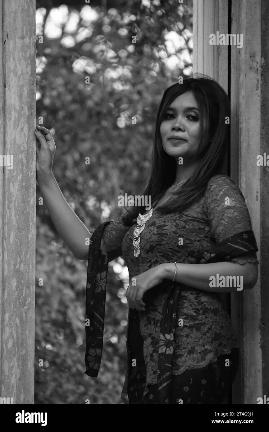 Beautiful Javanese with kebaya. Kebaya is one of traditional Indonesian ...