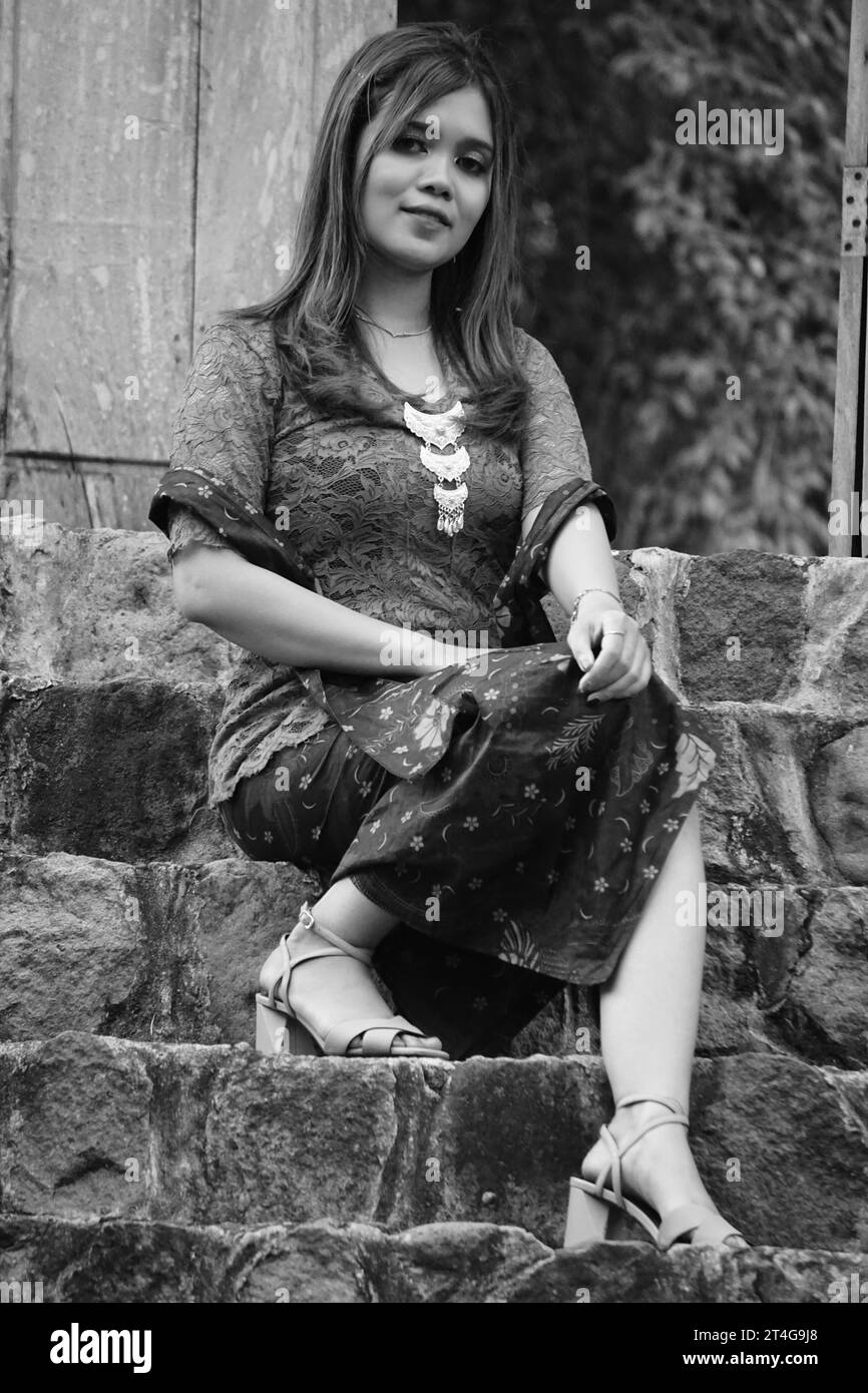 Beautiful Javanese with kebaya. Kebaya is one of traditional Indonesian ...