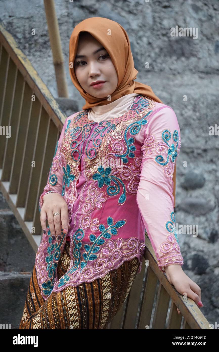 Beautiful Javanese with kebaya. Kebaya is one of traditional Indonesian ...