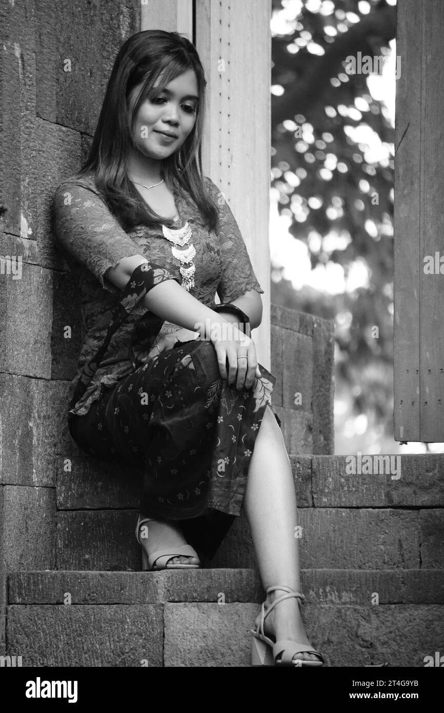 Beautiful Javanese with kebaya. Kebaya is one of traditional Indonesian ...