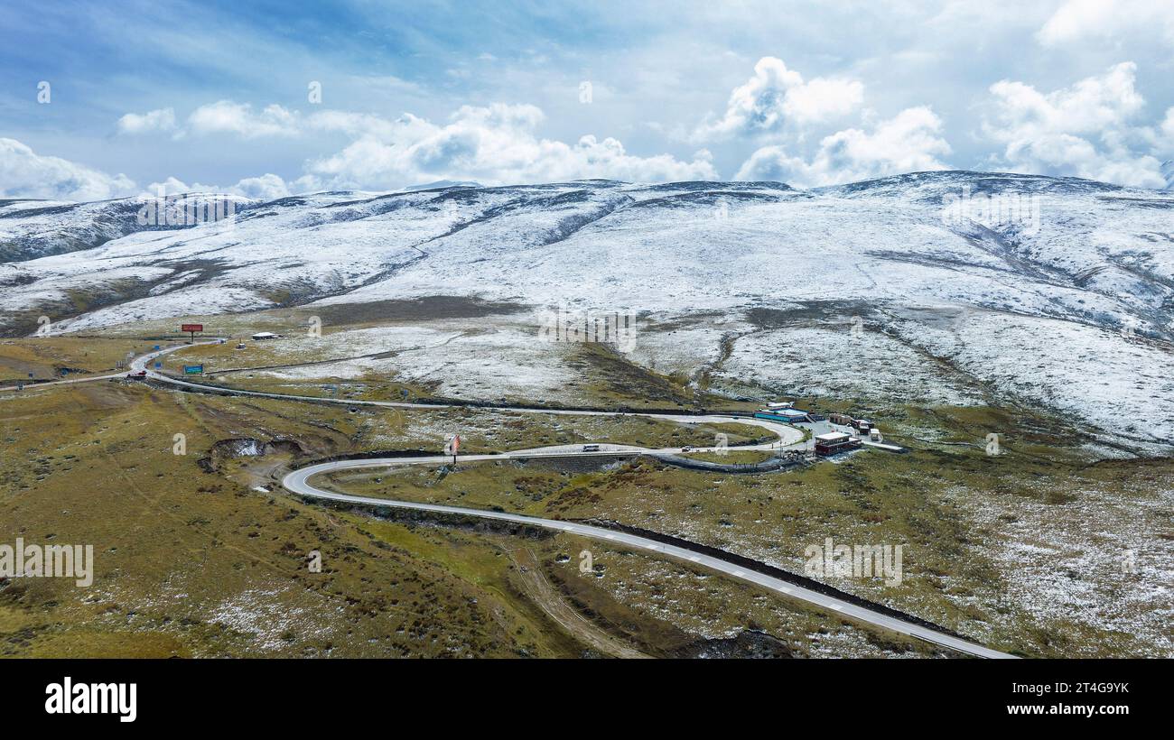 GANZI, CHINA - OCTOBER 13, 2023 - An aerial view shows a winding ...