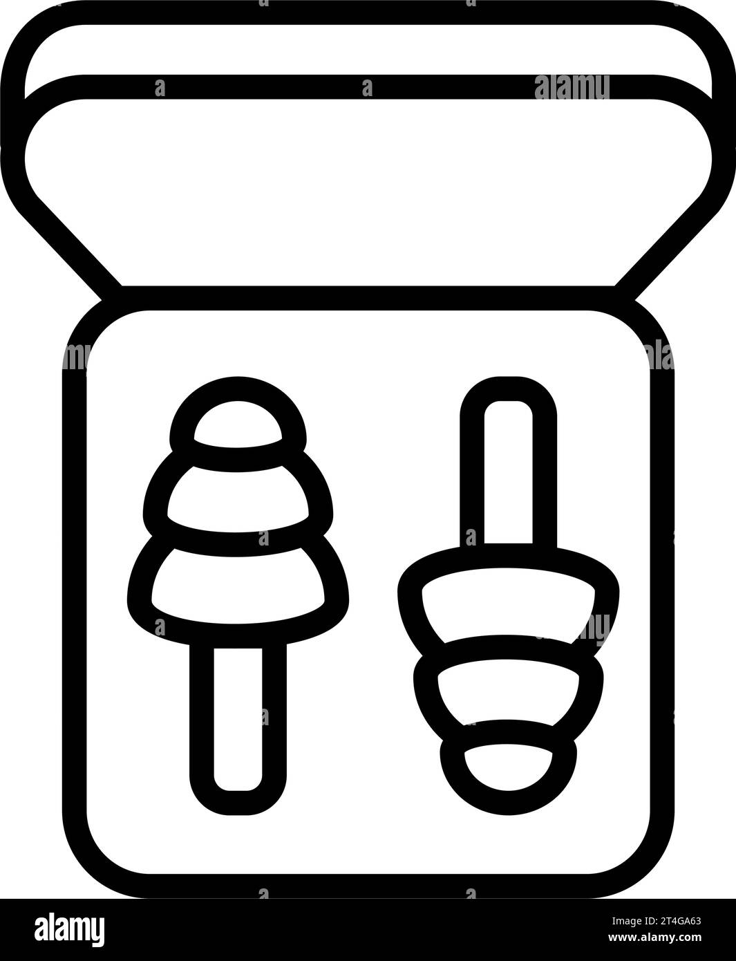 Earplugs in storage box outline icon isolated on white background. Ear ...