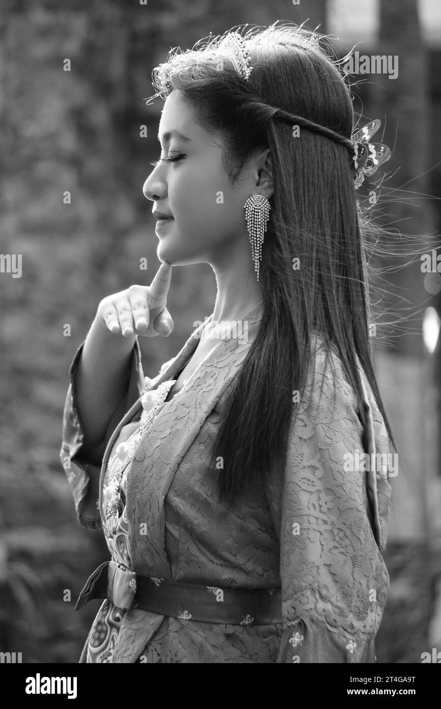 Beautiful Javanese with kebaya. Kebaya is one of traditional Indonesian ...