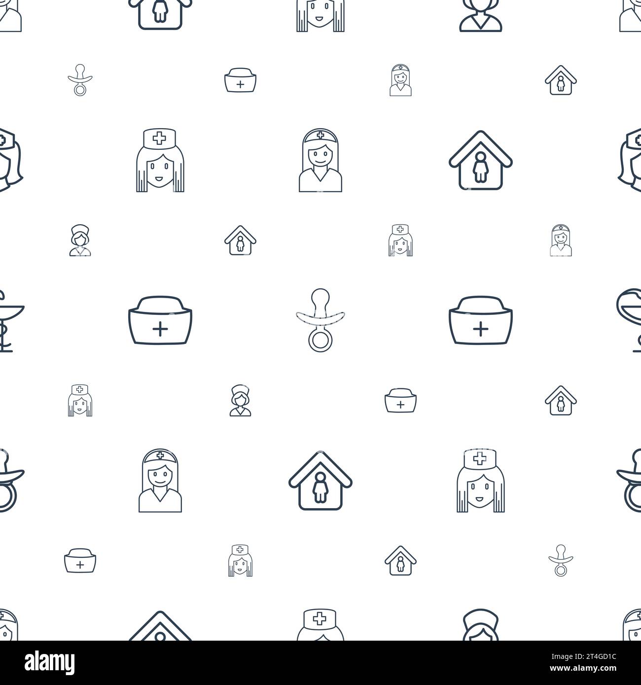 Nursing icons pattern seamless white background Vector Image Stock ...