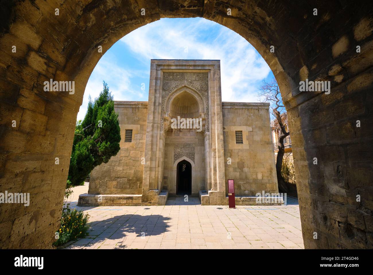 Exterior view of the iconic Shirvanshah tomb facade. At the Palace of ...