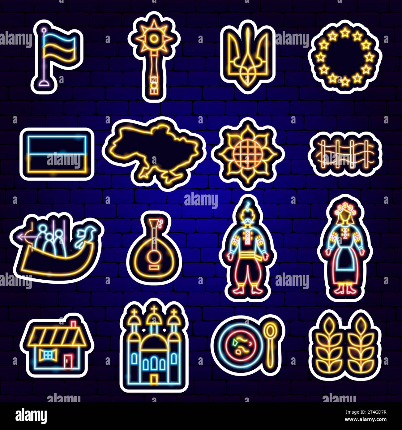 Ukraine Neon Stickers Stock Vector Image & Art - Alamy