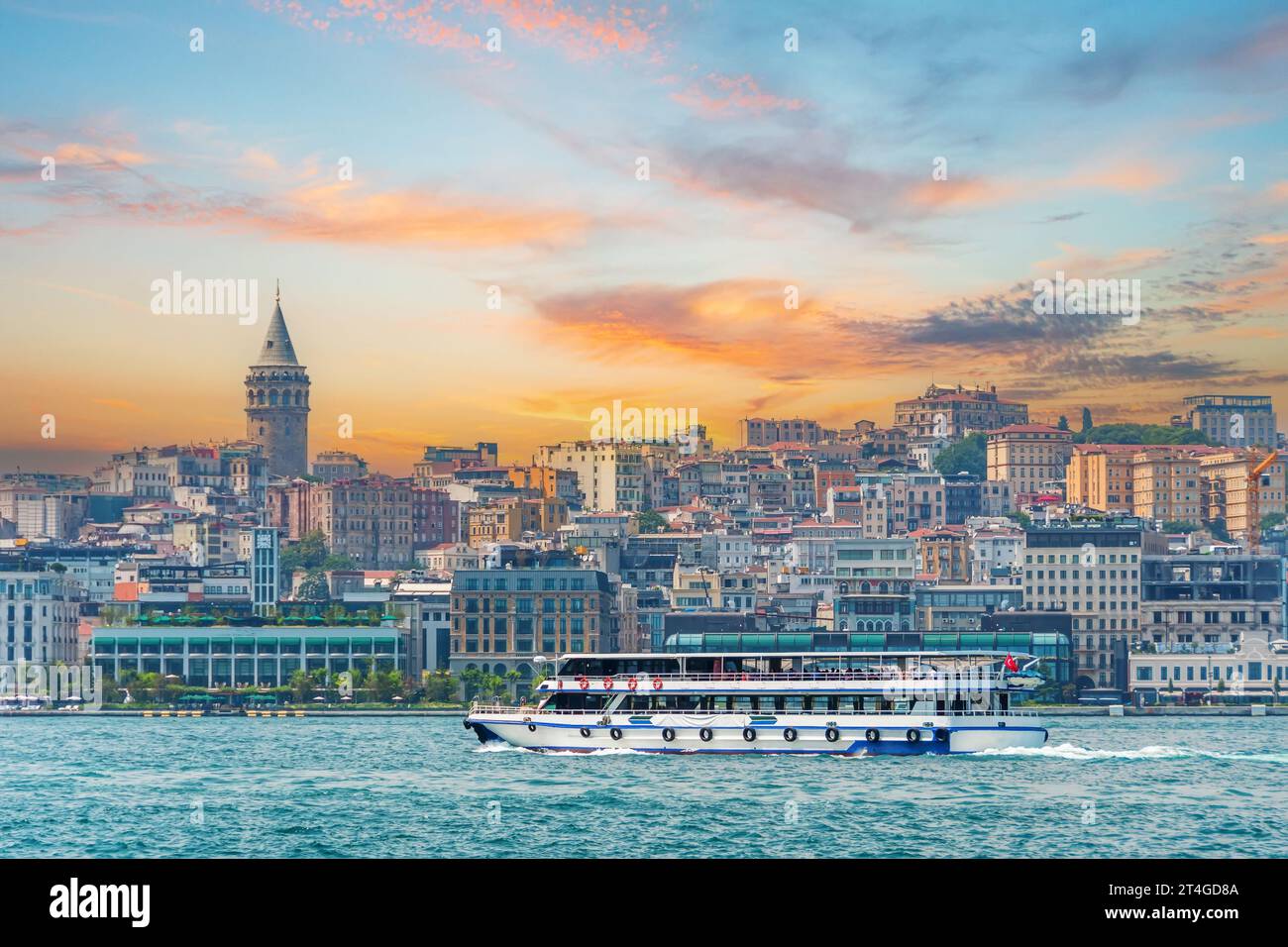 View of the central historical part of Istanbul with old buildings and ...