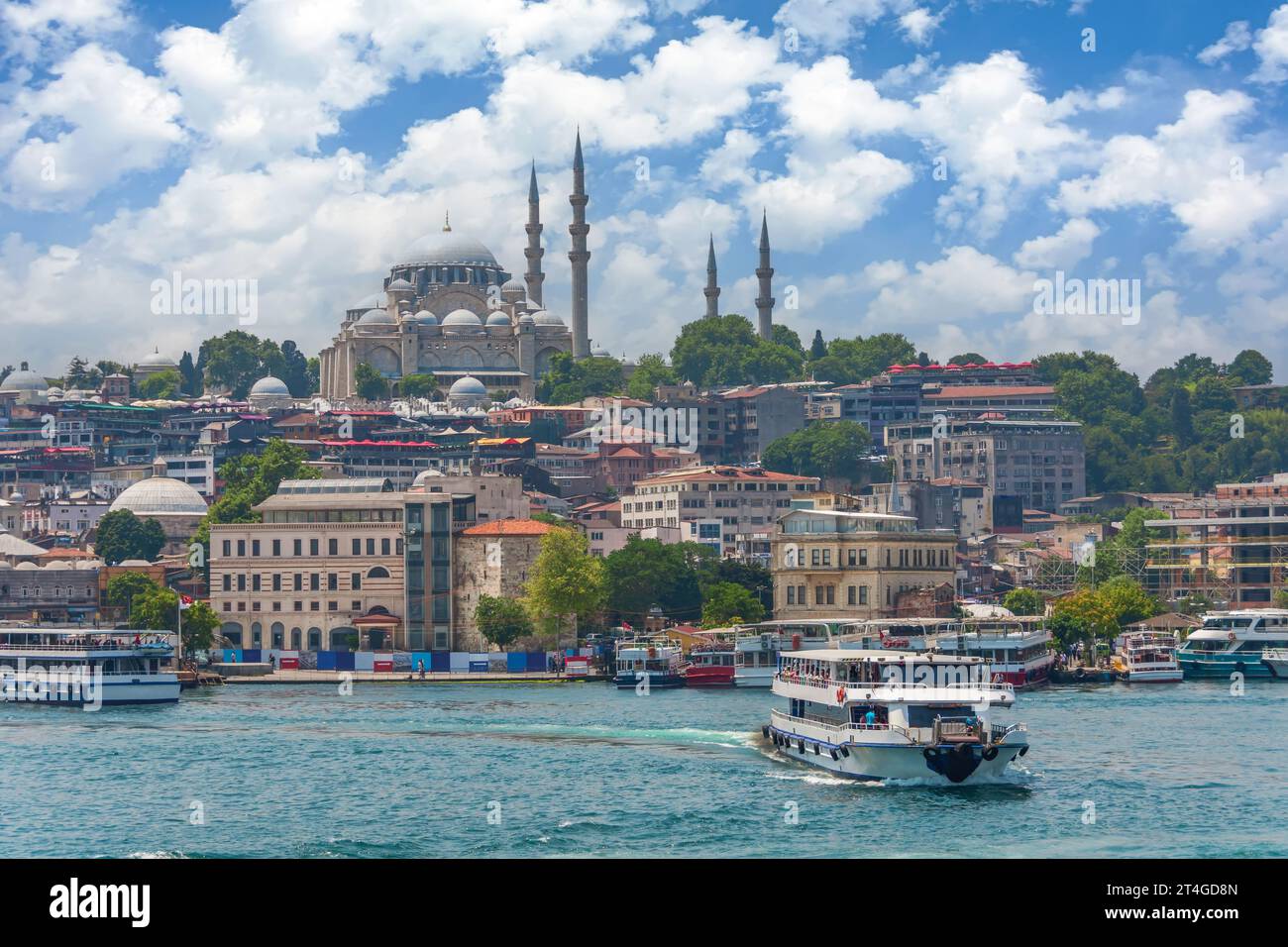 View of the central historical part of Istanbul with old buildings and ...