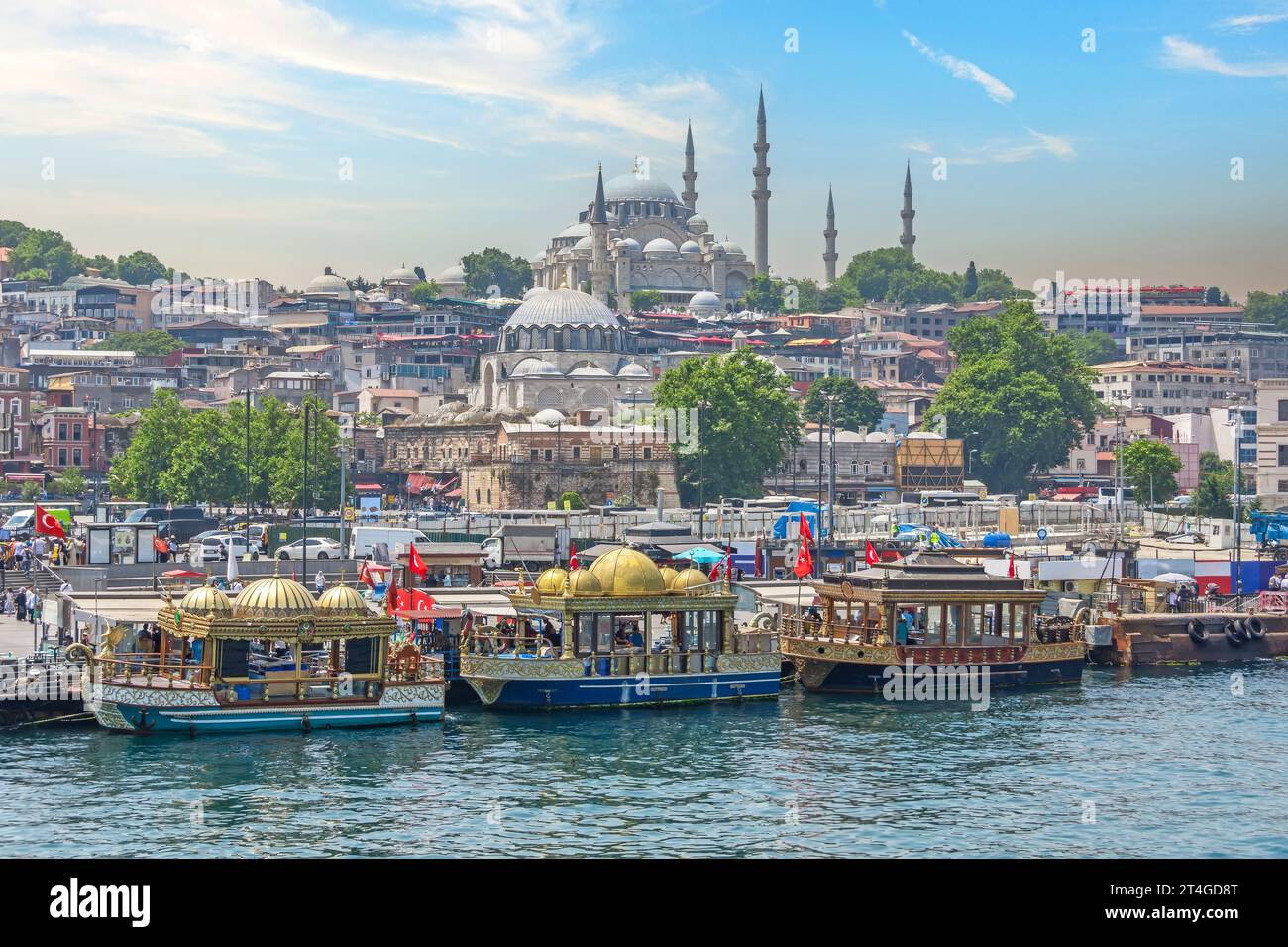 View of the central historical part of Istanbul with old buildings and ...