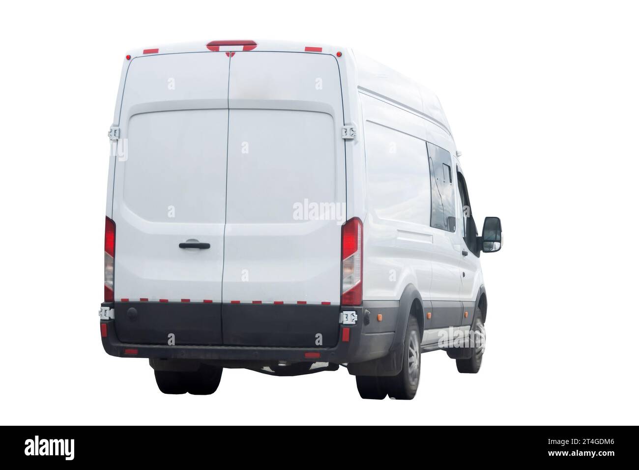 White minibus isolated white, rear view Stock Photo - Alamy