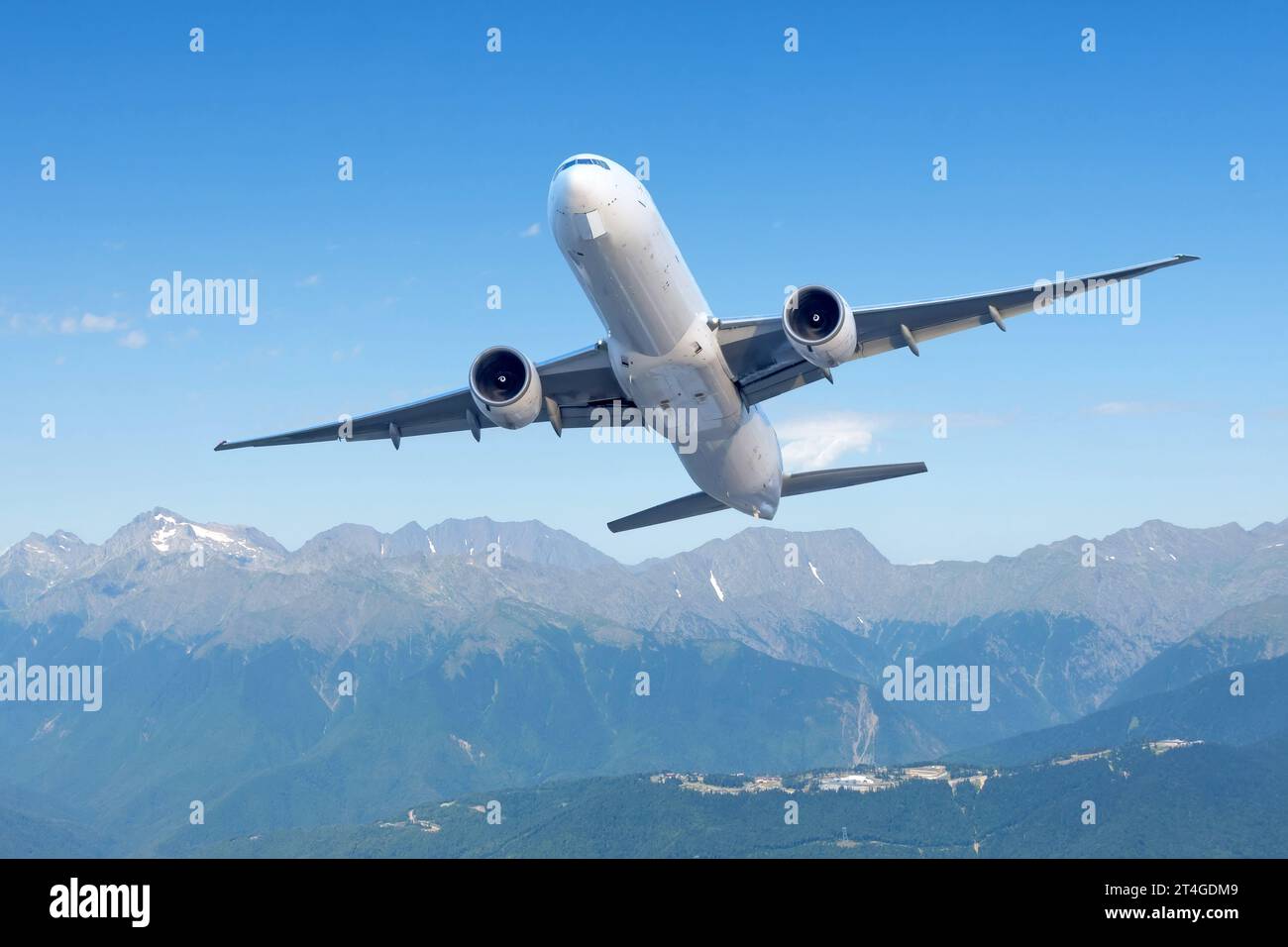 Jet airplane taking off climb from airport. Passenger airplane is ...