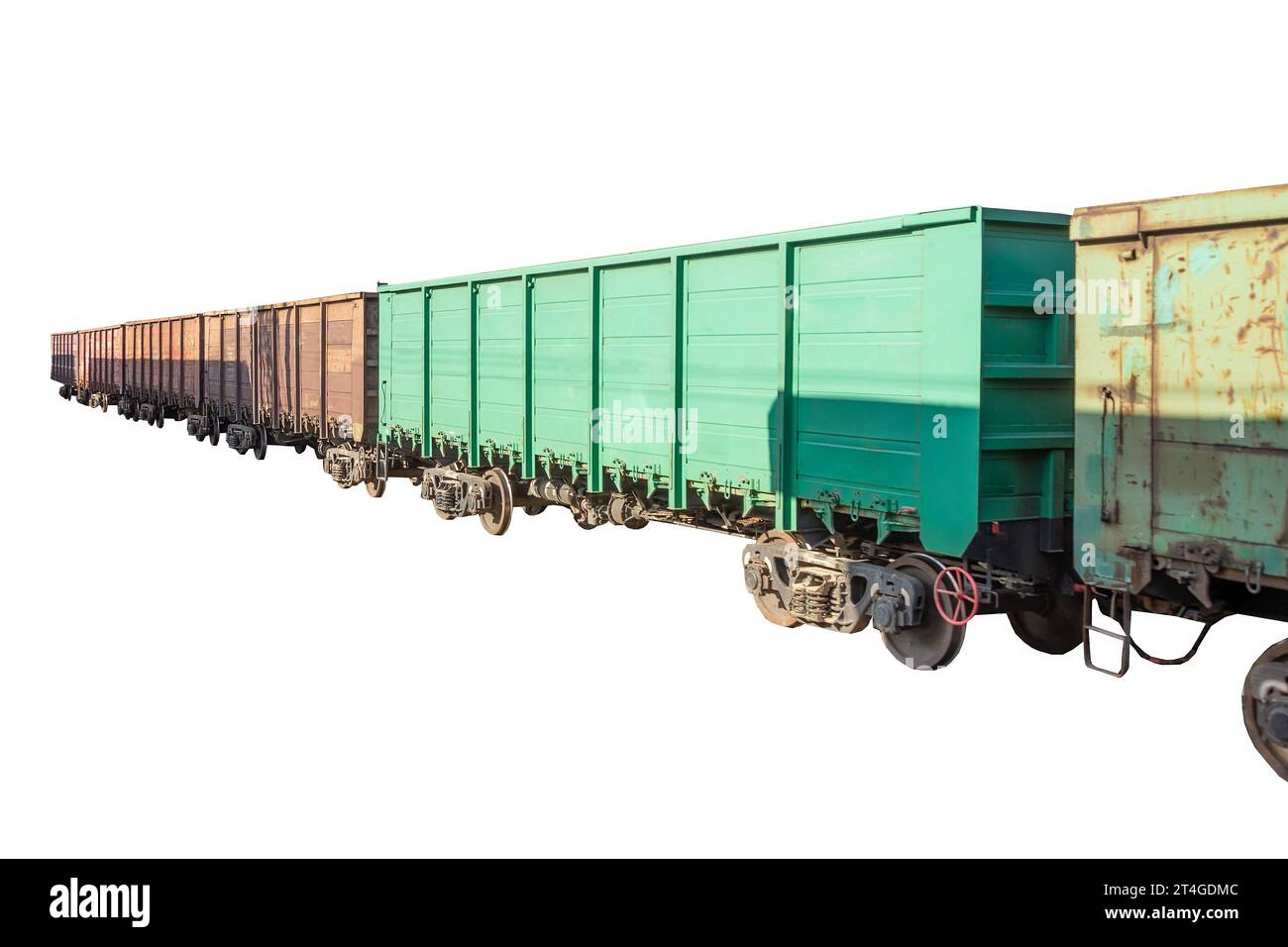 Freight wagons train isolated on white background Stock Photo - Alamy