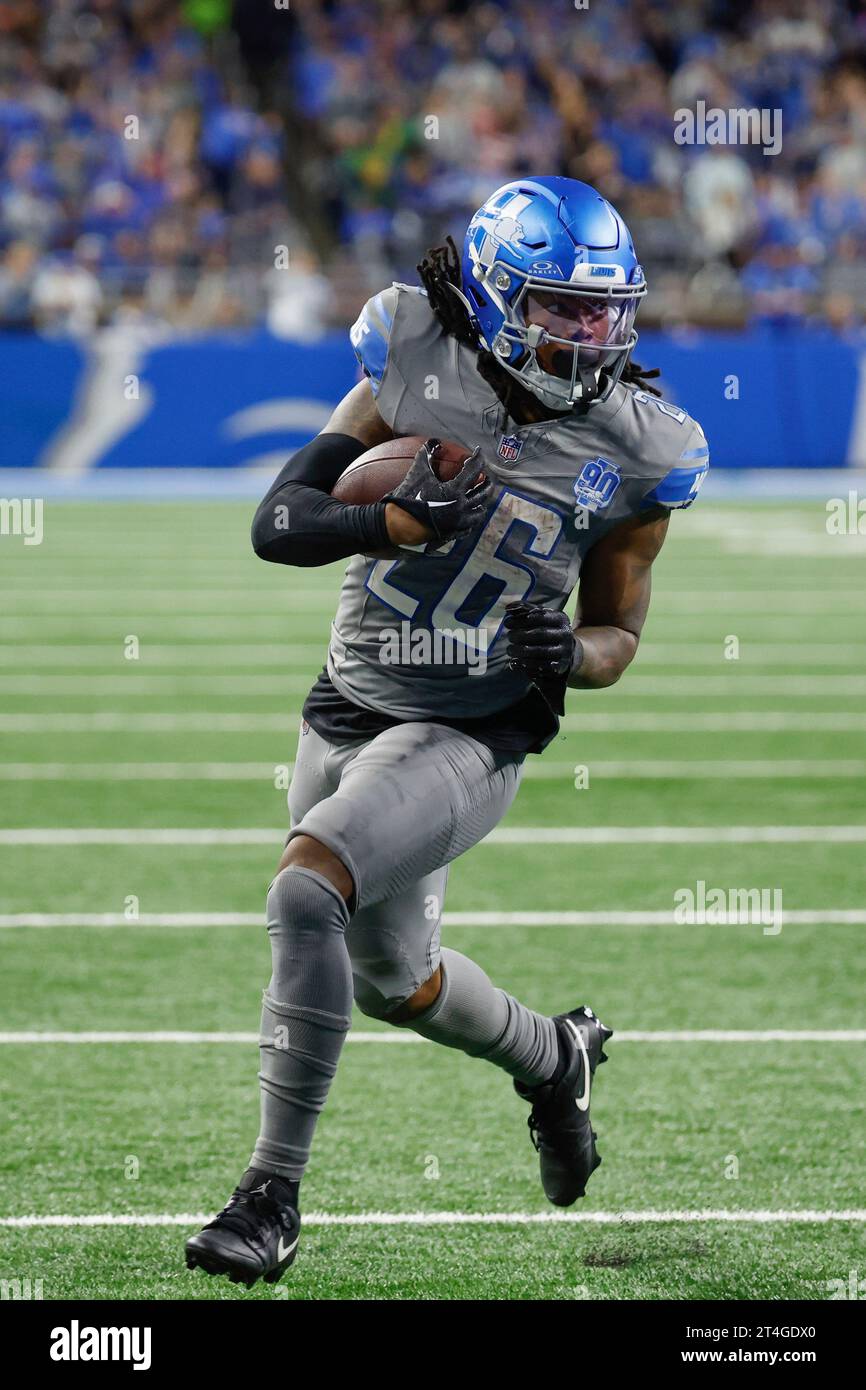 Detroit Lions running back Jahmyr Gibbs (26) rushes for a touchdown ...