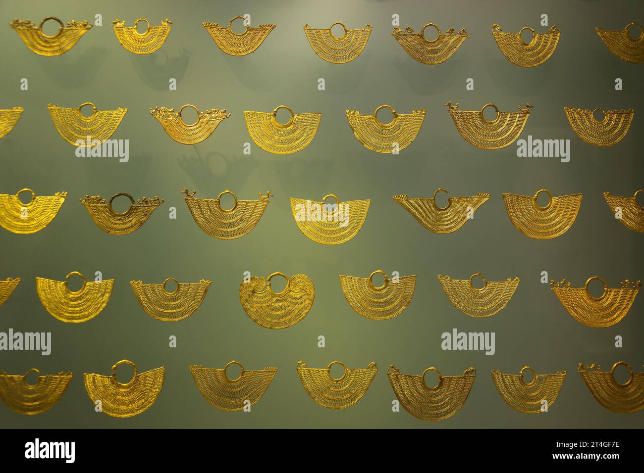 Pre-Columbian gold artifacts showcased at Bogota's Gold Museum, renowned for its vast collection ...