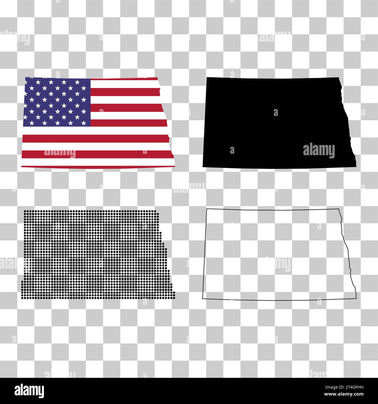 Set of North Dakota map, united states of america. Flat concept icon ...