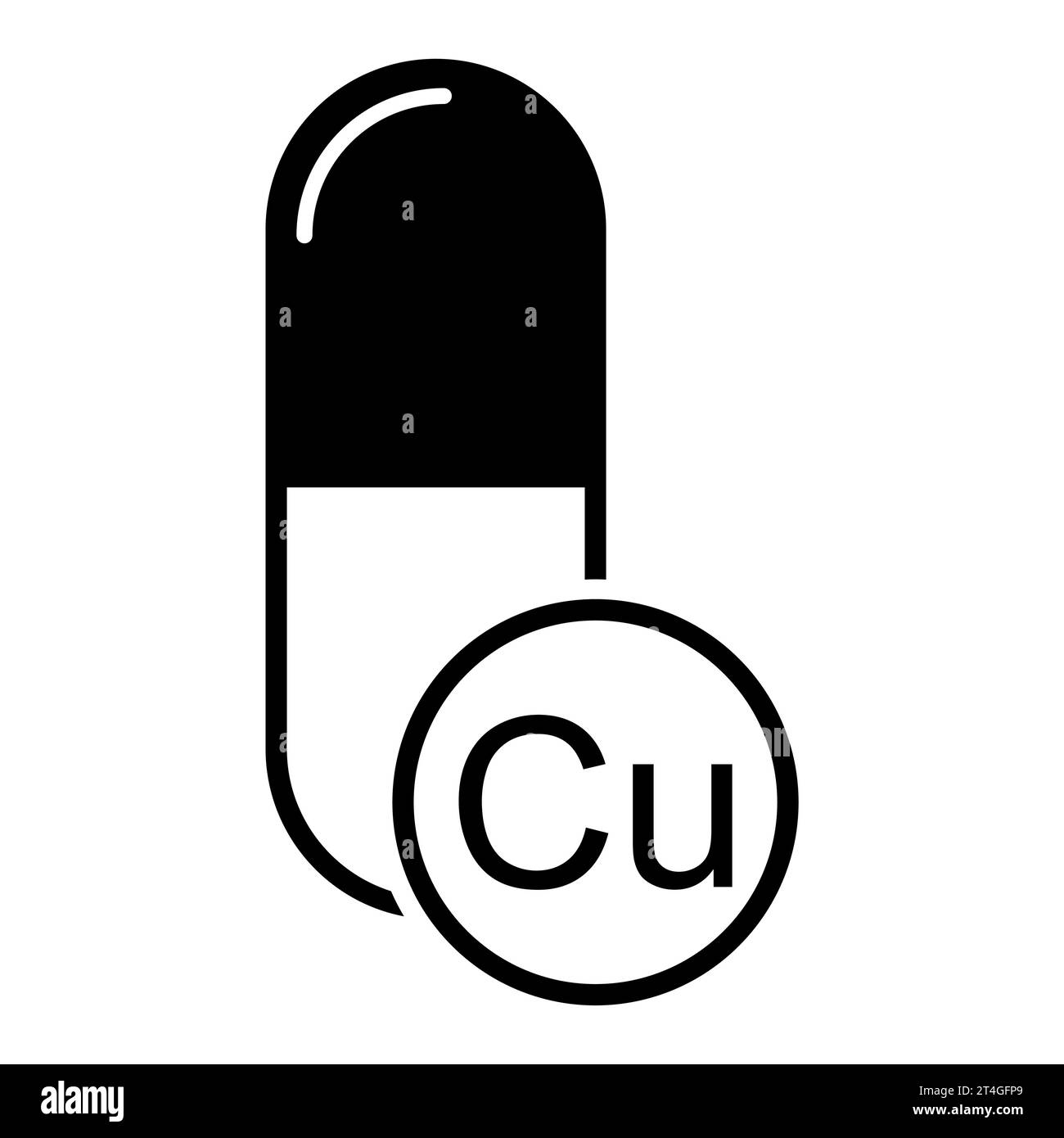 Mineral Cu icon, healthy medicine pill supplement symbol, complex ...