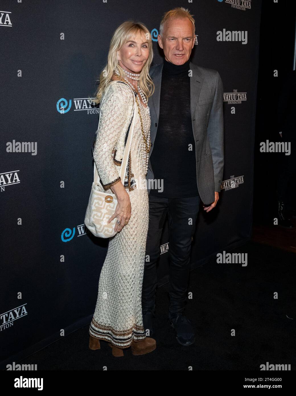 New York, USA. 24th Oct, 2023. Trudie Styler and Sting arrive on the ...