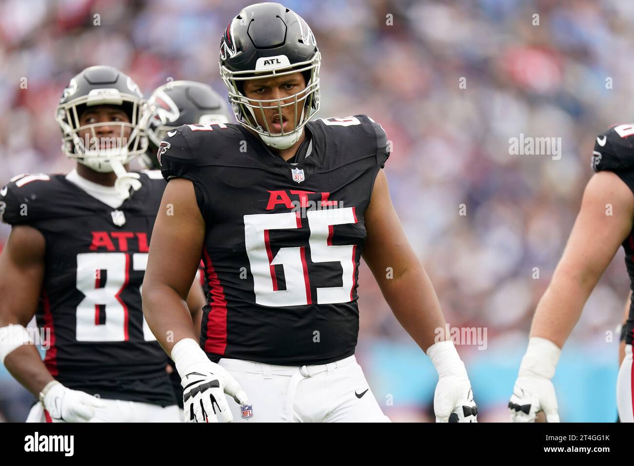Atlanta Falcons guard Matthew Bergeron (65) plays against the Tennessee ...