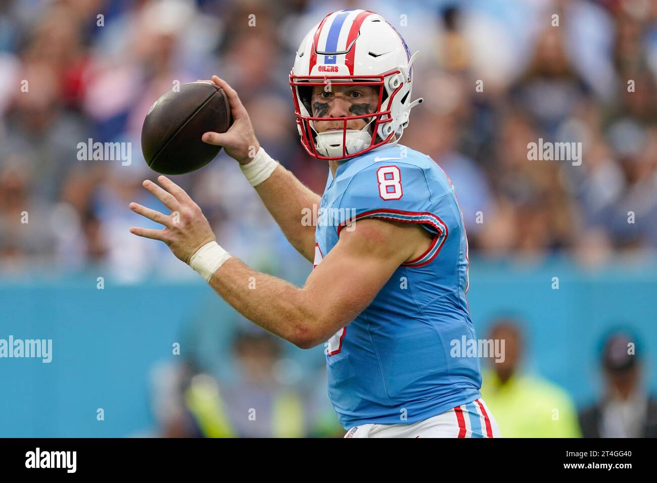 Tennessee Titans quarterback Will Levis (8) looks to throw a pass ...