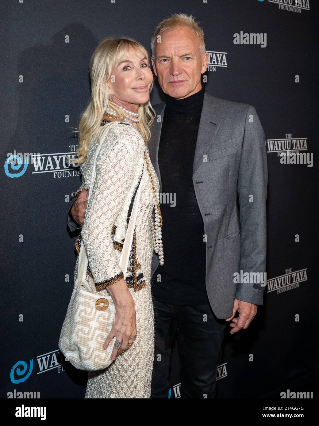 New York, USA. 24th Oct, 2023. Trudie Styler and Sting arrive on the ...