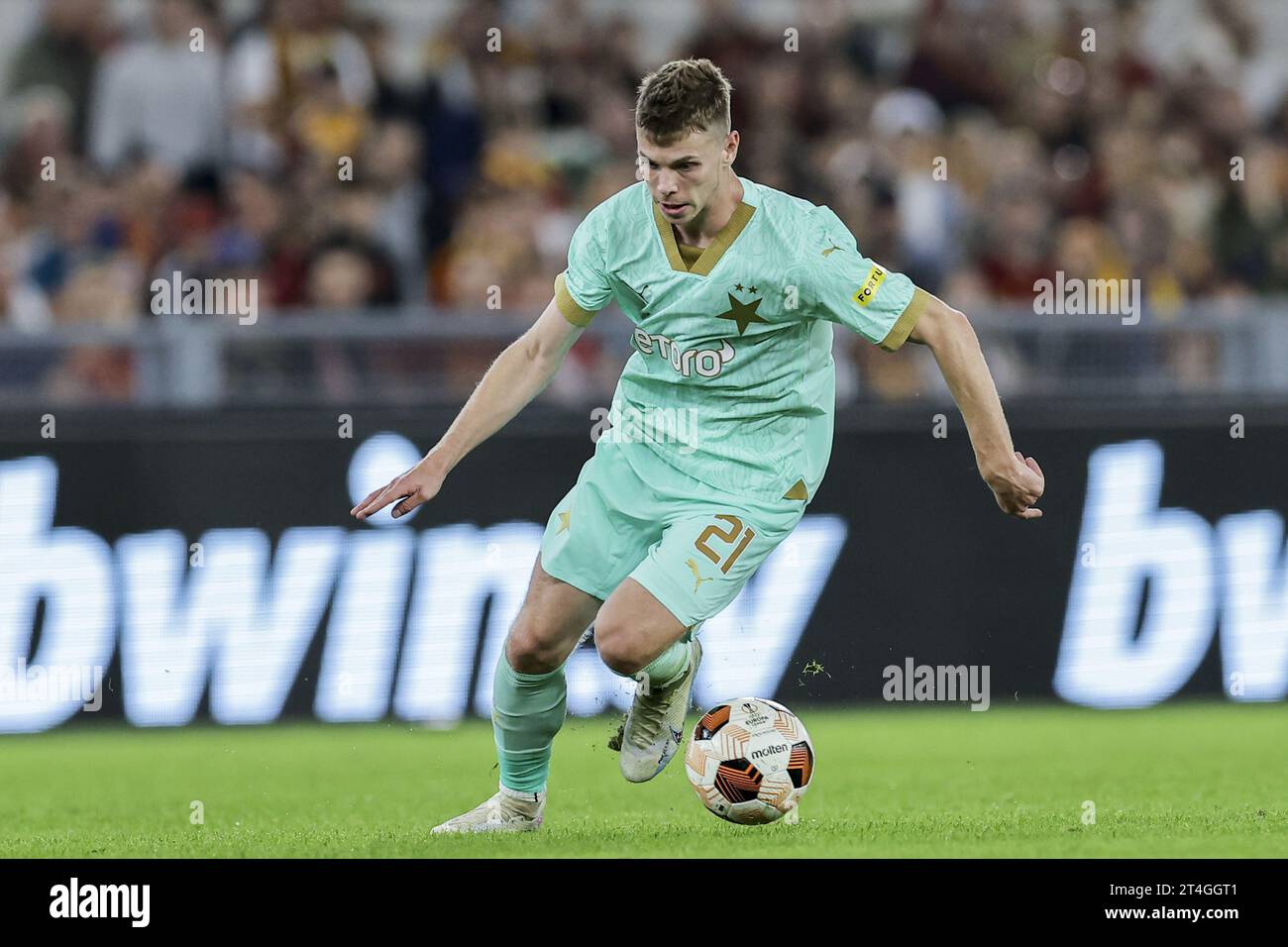 Rome, Italy. 26th Oct, 2023. Slavia Prague's Czech midfielder David ...