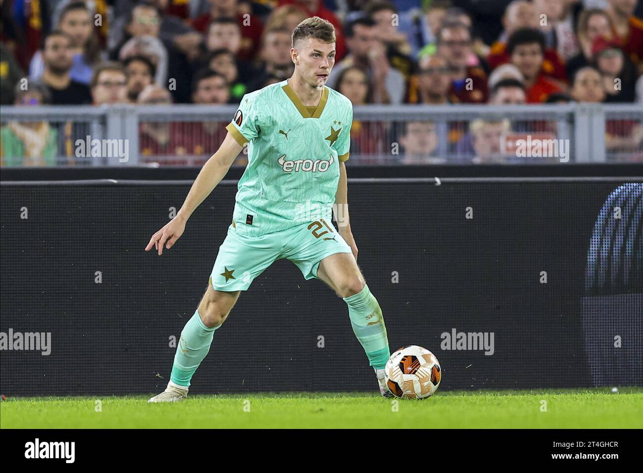 Rome, Italy. 26th Oct, 2023. Slavia Prague's Czech midfielder David ...