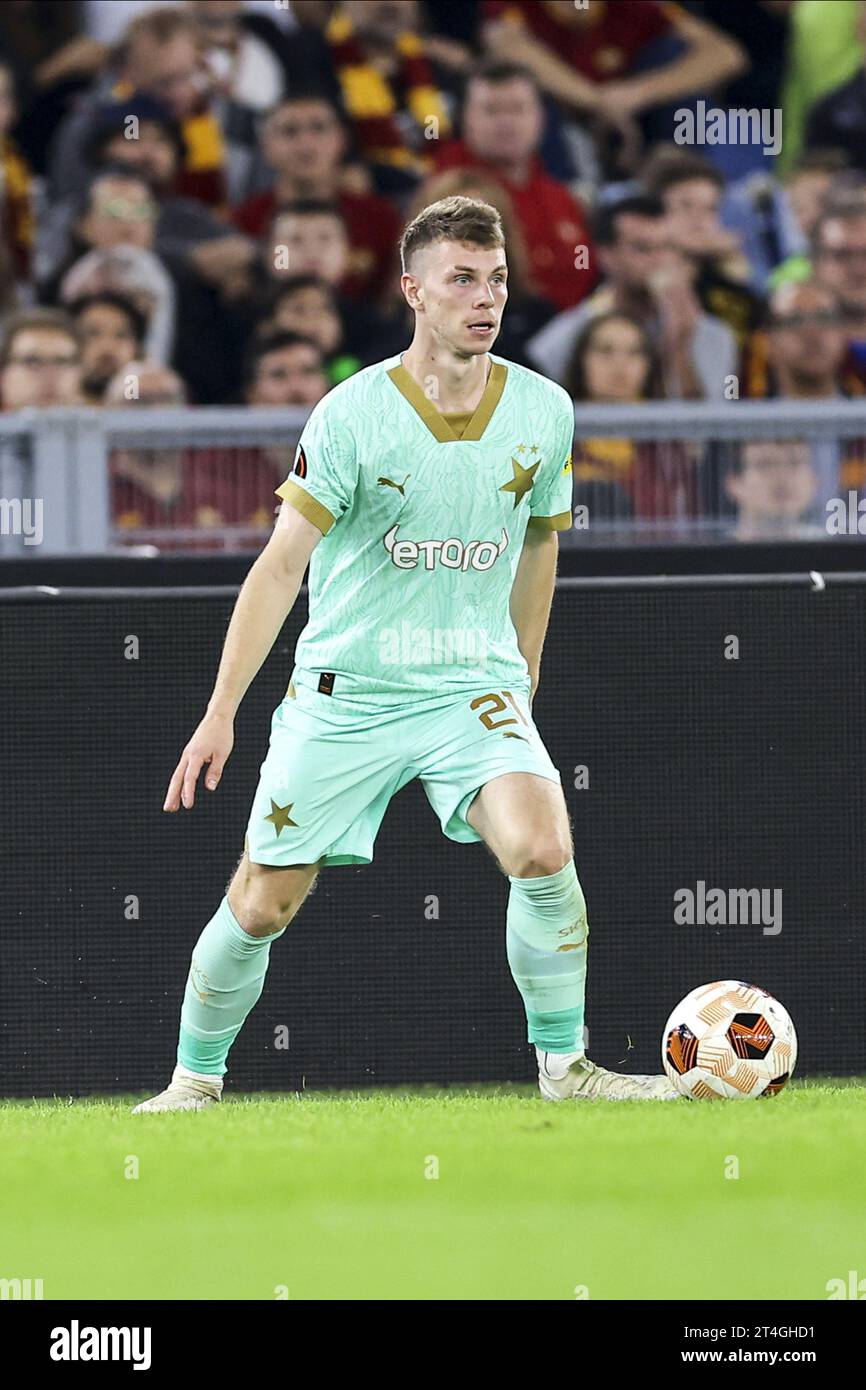 Rome, Italy. 26th Oct, 2023. Slavia Prague's Czech midfielder David ...