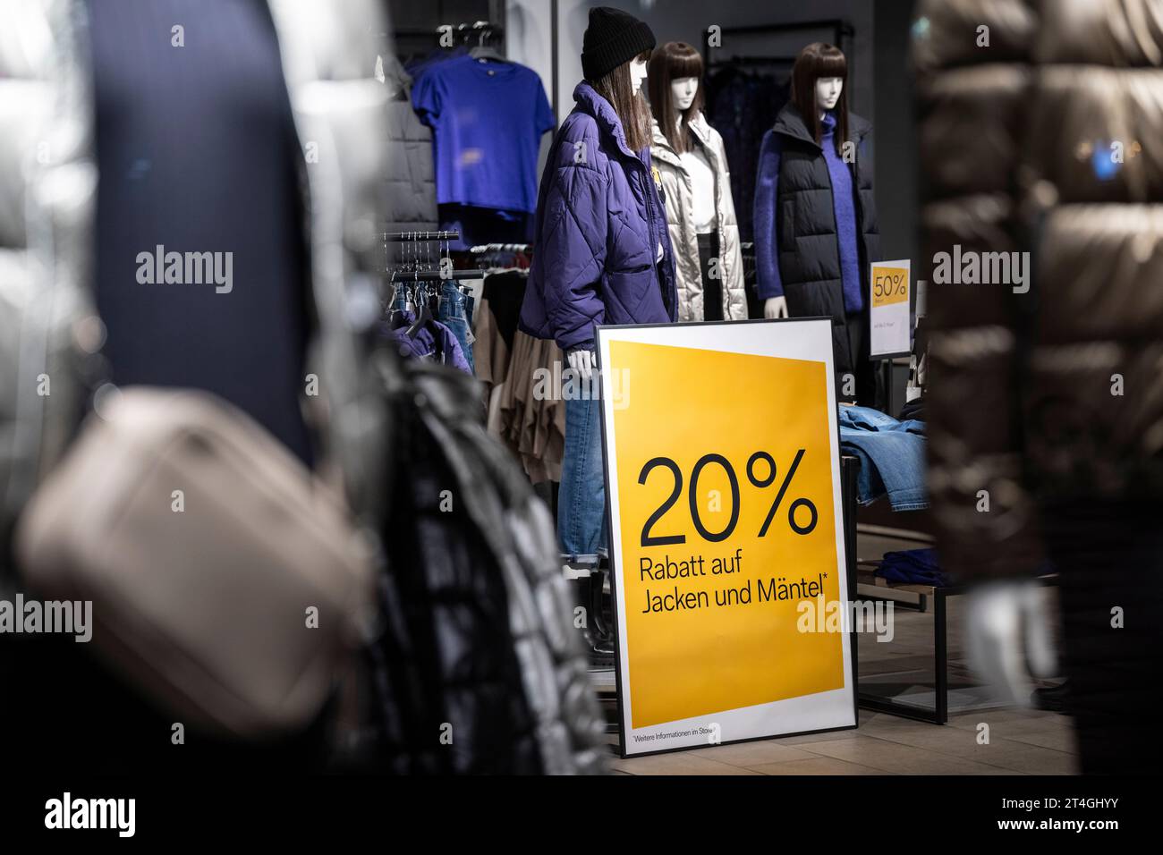 Berlin, Germany. 31st Oct, 2023. A discount sign stands in the window ...
