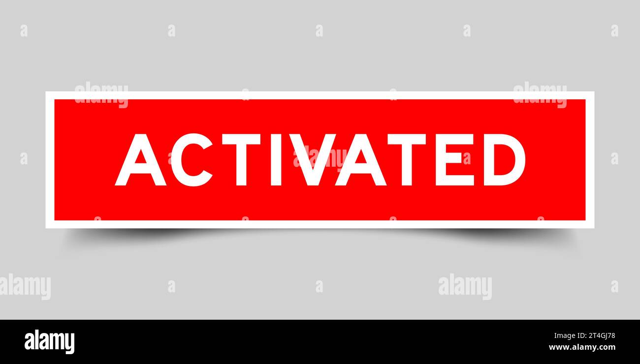 Sticker label with word activated in red color on gray background Stock ...