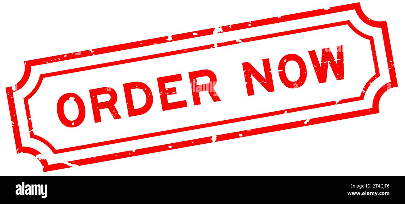 Grunge red order now word square rubber stamp on white background Stock ...