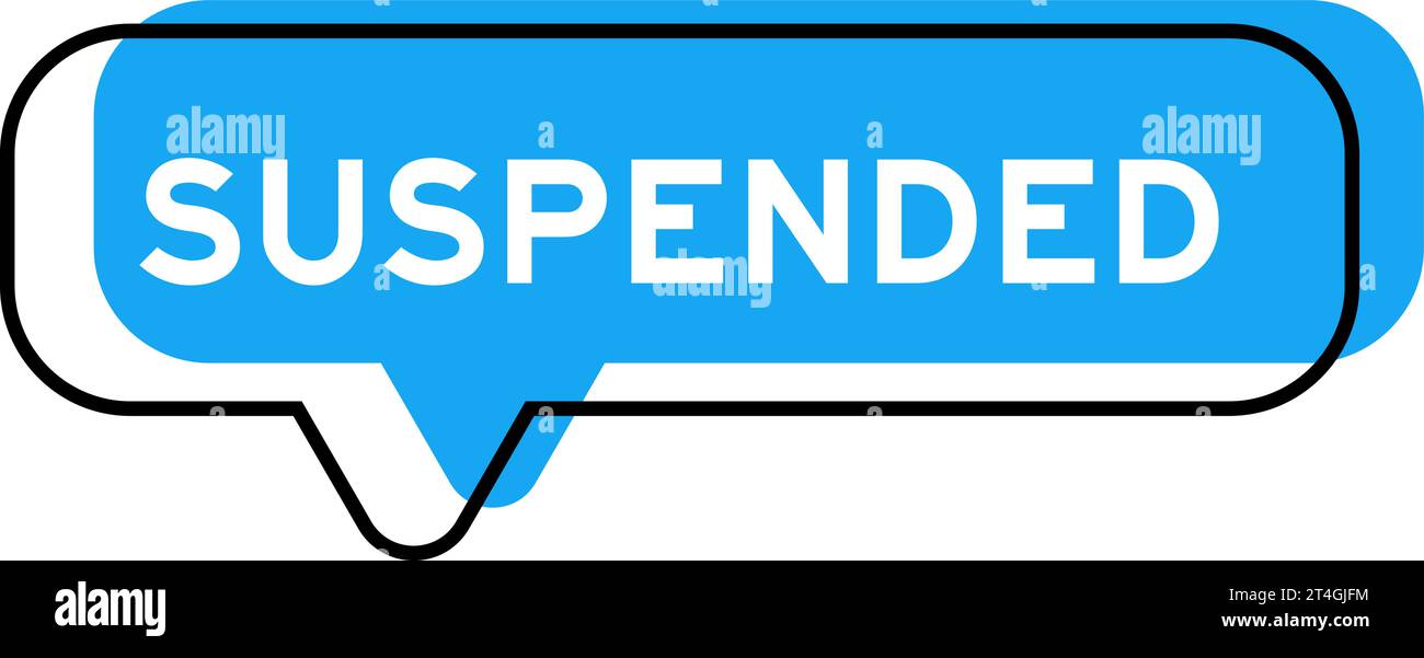 Speech banner and blue shade with word suspended on white background ...