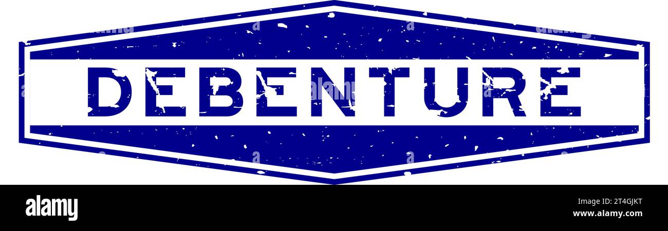 Grunge blue debenture word hexagon rubber seal stamp on white background Stock Vector Image ...