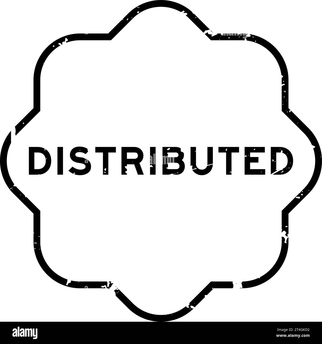 Grunge black distributed word rubber seal stamp on white background ...