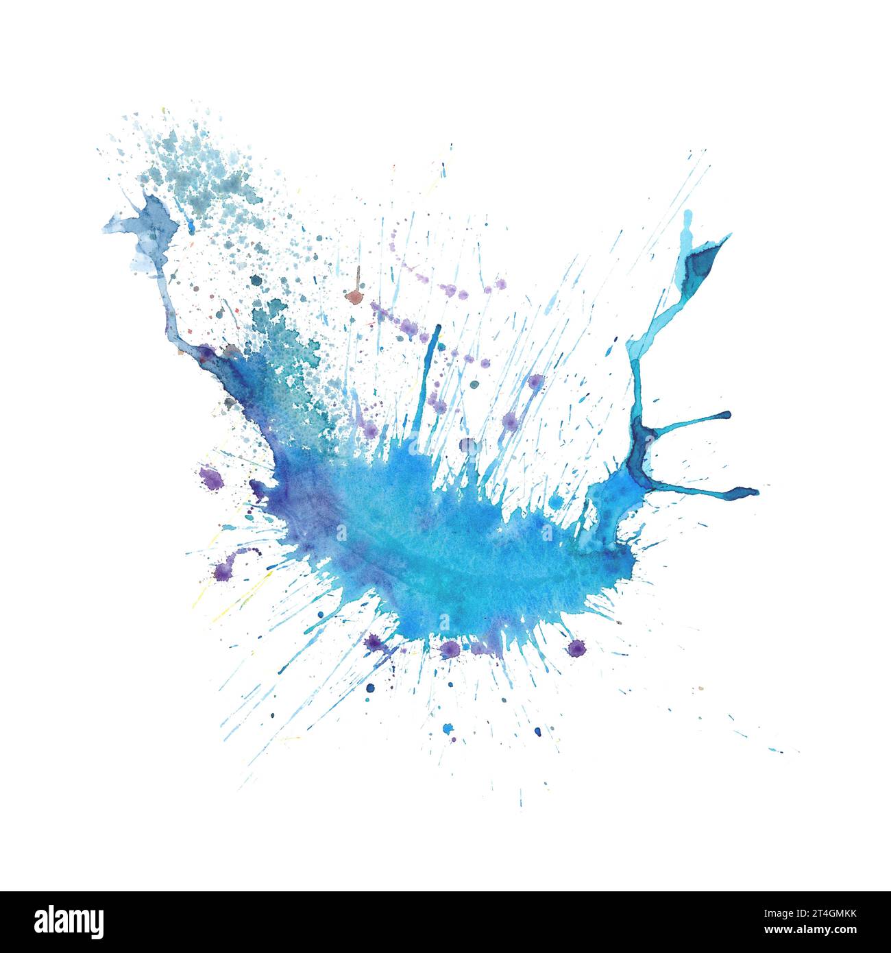 Watercolour drawing of water splash spot. White background, different ...
