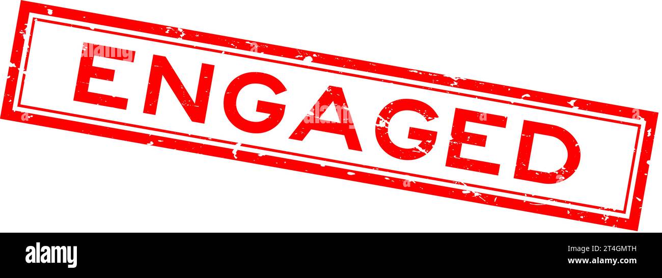 Grunge red engaged word square rubber stamp in white background Stock ...