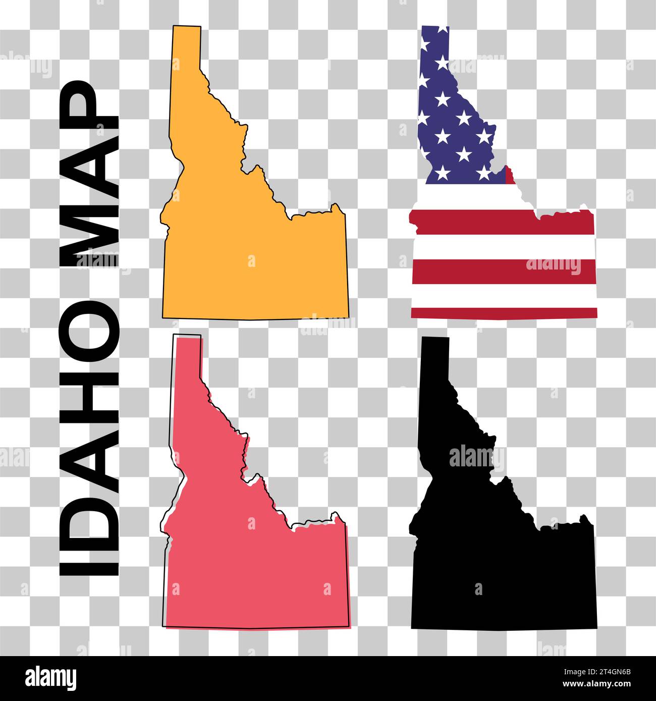 Set of Idaho map, united states of america. Flat concept icon vector ...