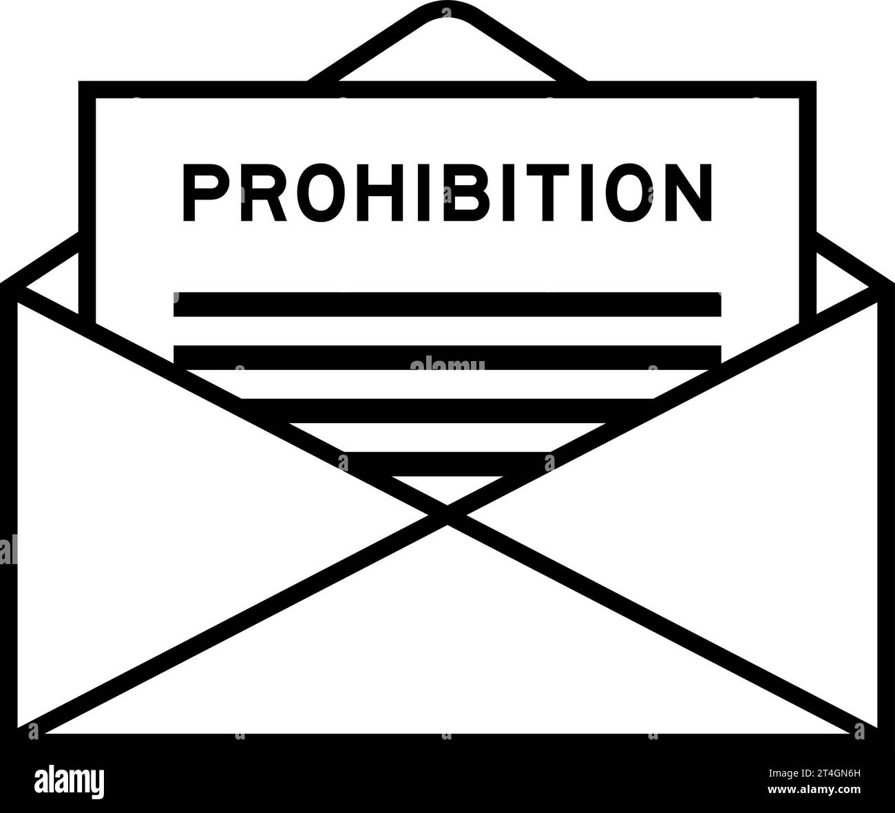 Envelope and letter sign with word prohibition as the headline Stock ...