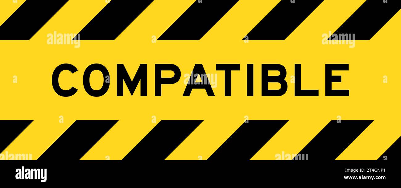 Yellow and black color with line striped label banner with word ...