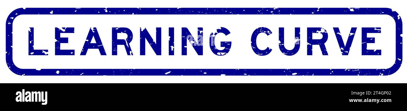 Grunge blue learning curve word square rubber seal stamp on white ...