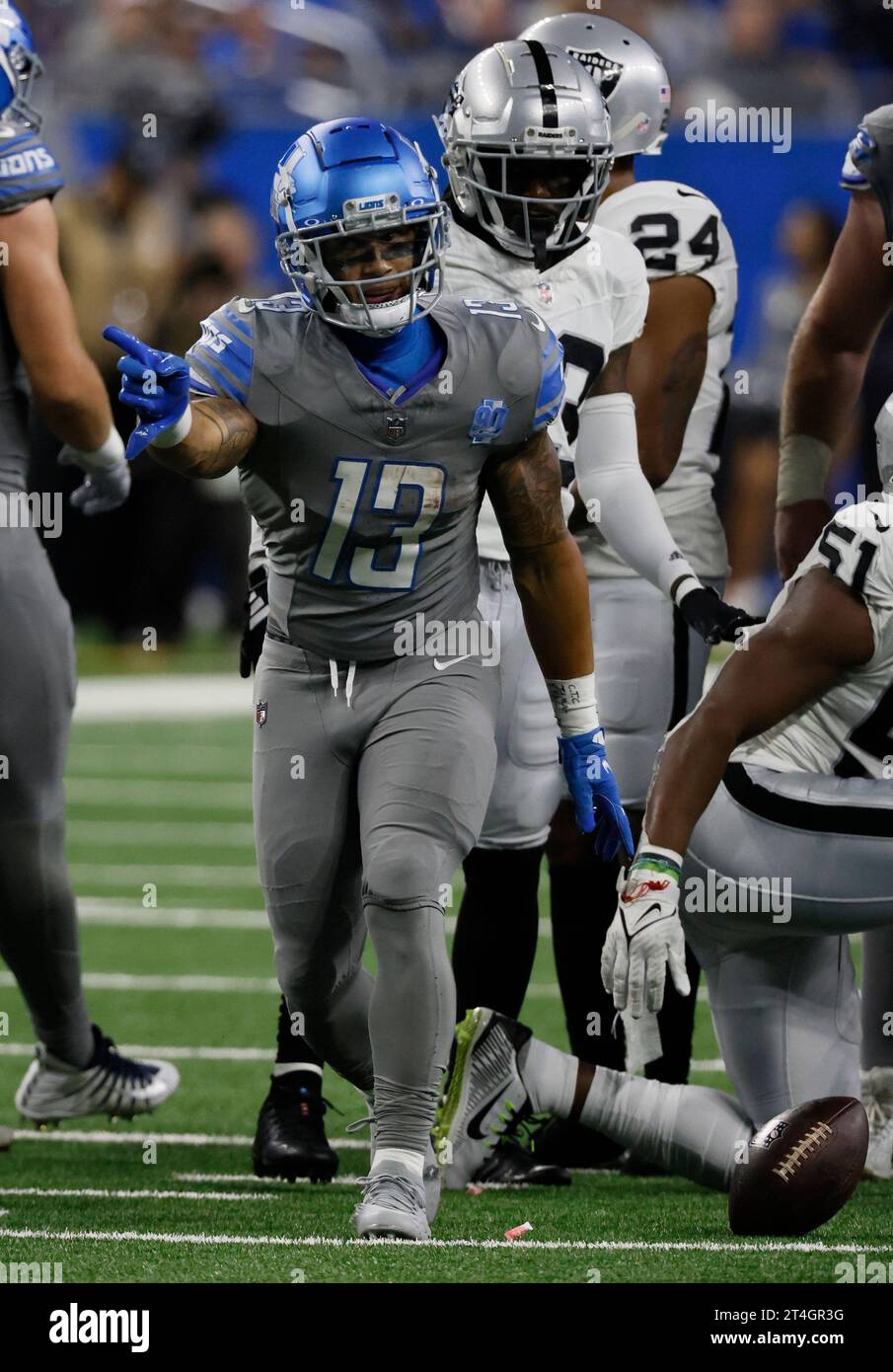 Detroit Lions running back Craig Reynolds (13) celebrates a first down ...
