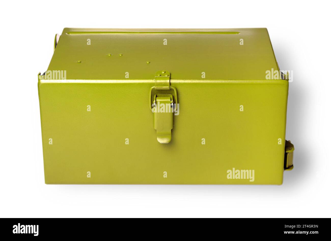 Brownmetal military box cut out on white background Stock Photo - Alamy