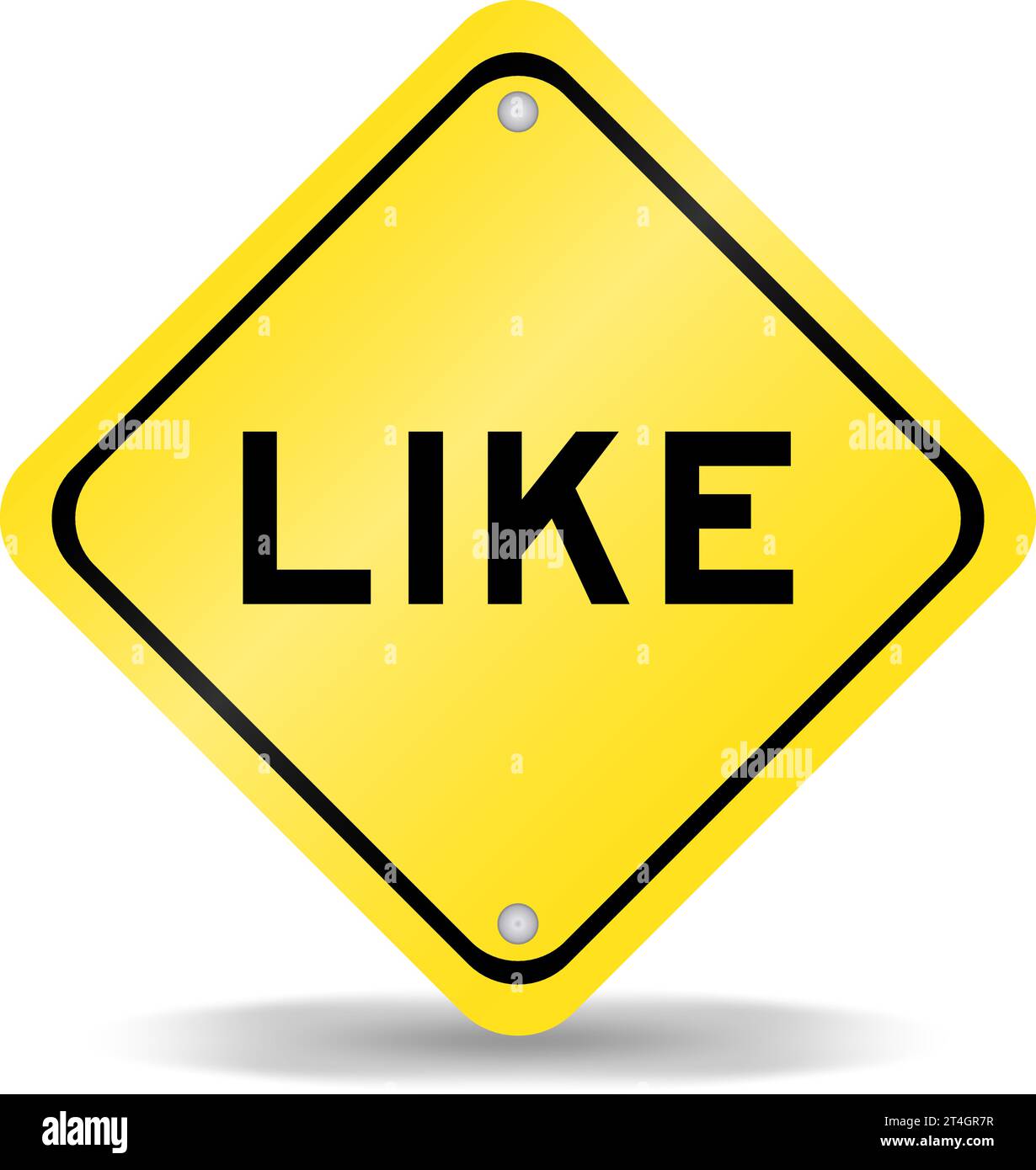 Yellow color transportation sign with word like on white background ...