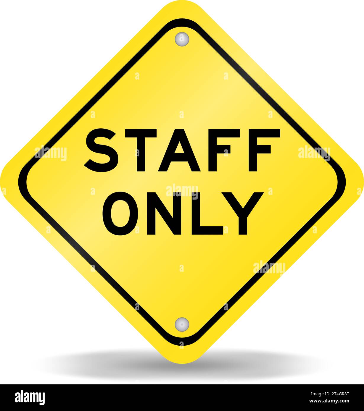 Yellow color transportation sign with word staff only on white ...